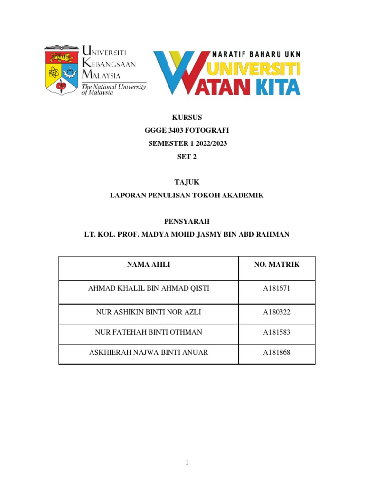 Laporan Tokoh Akademik Kumpulan 5 | PDF