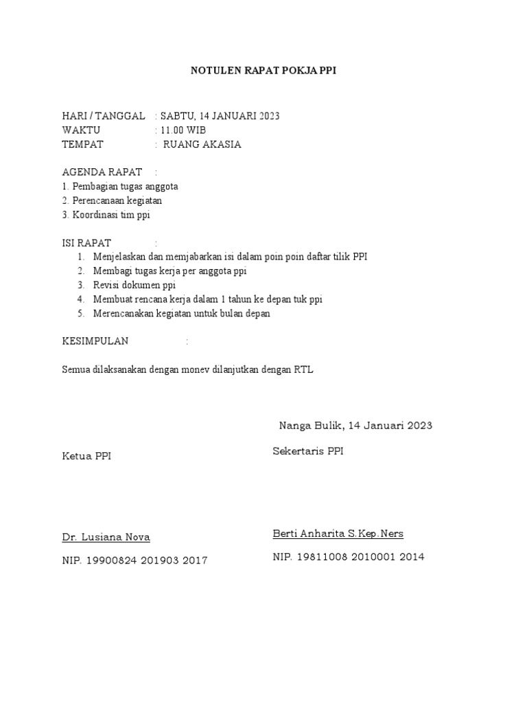 Notulen Rapat Pokja Ppi | PDF