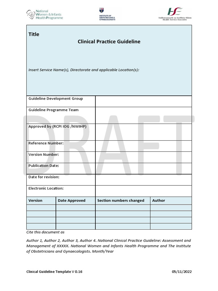 IOG National Clinical Guidelines Guideline Template 2022 | PDF ...