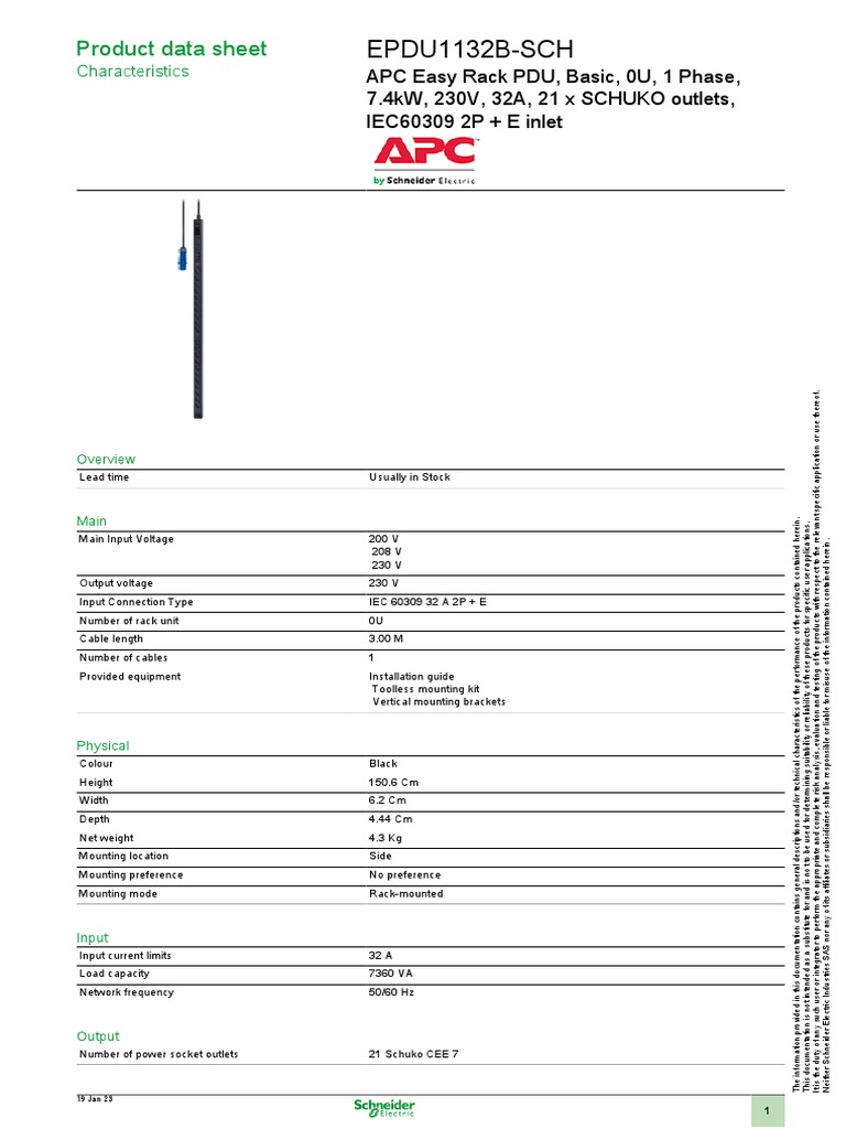 EPDU1132B-SCH DATASHEET ID in-ID | PDF | Ac Power Plugs And Sockets | Electrical Engineering