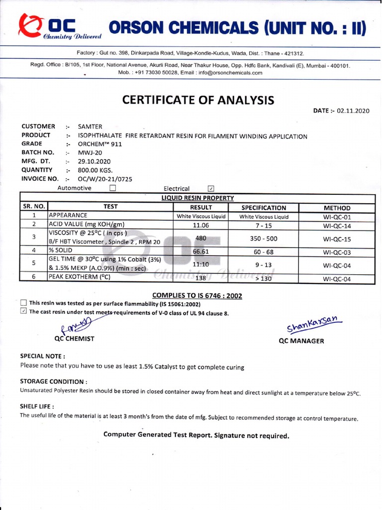 Orchem 911 - MWJ-20 | PDF