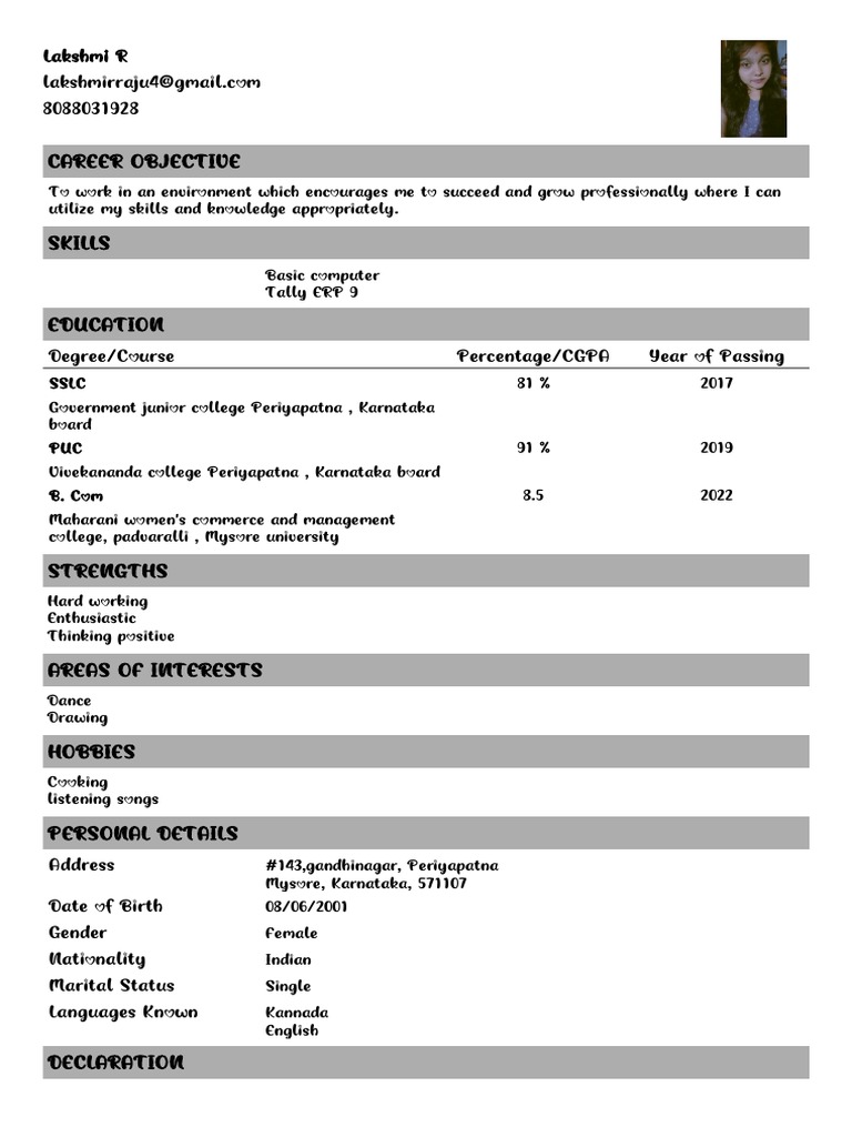 Resume - Lakshmi R - Format2 | PDF