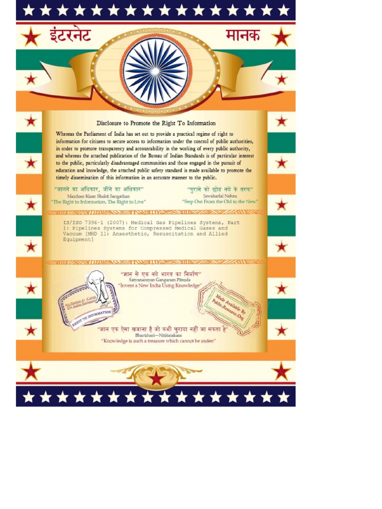 IS - ISO 7396-1 (2007) - Medical Gas Pipel... Es and Vacuum - Is - Iso ...