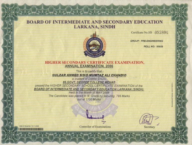 HSC Certificate | PDF