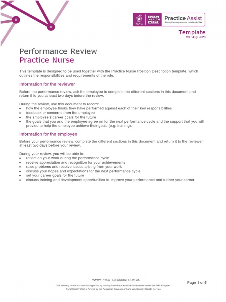 Performance Review Template Practice Nurse | PDF | Family Medicine ...