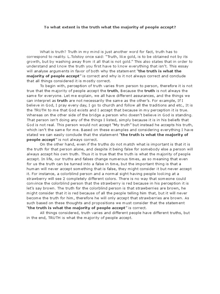 Truth and Majority Acceptance Debate | PDF | Truth | God