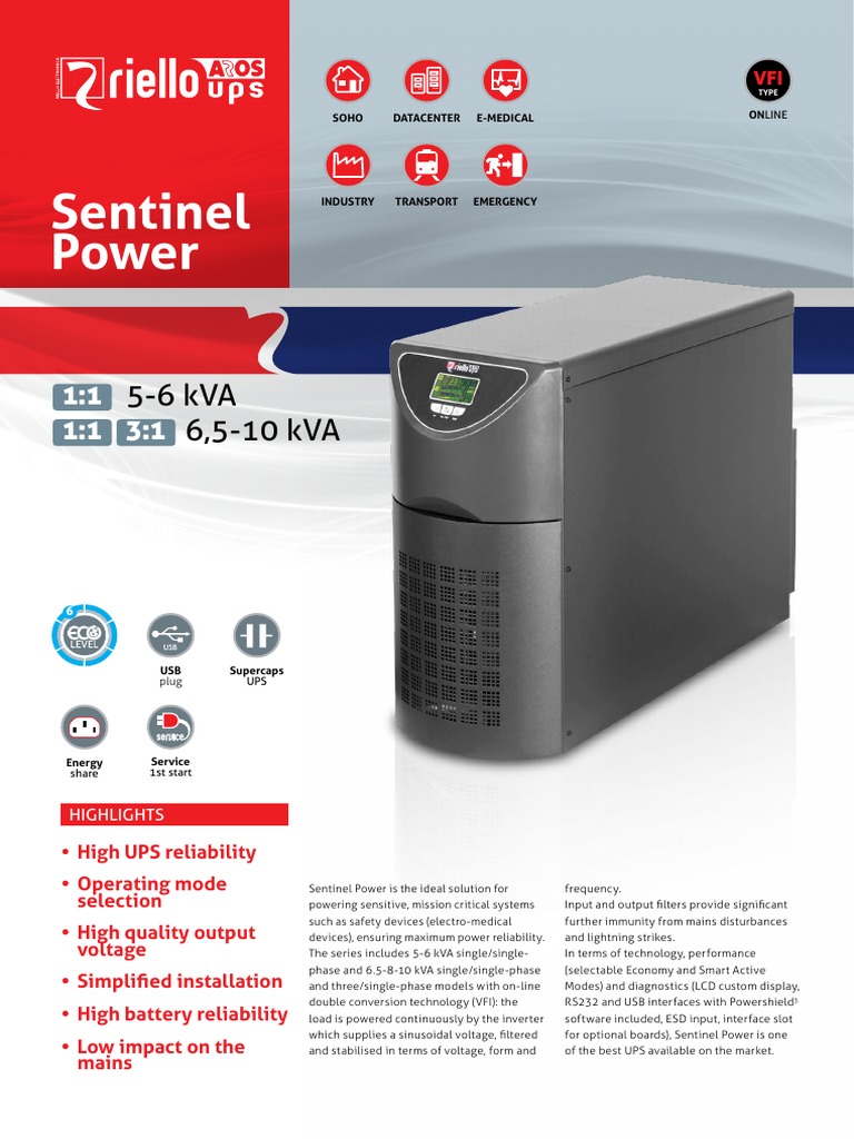 Riello Bro SentinelPower | PDF | Mains Electricity | Power Inverter