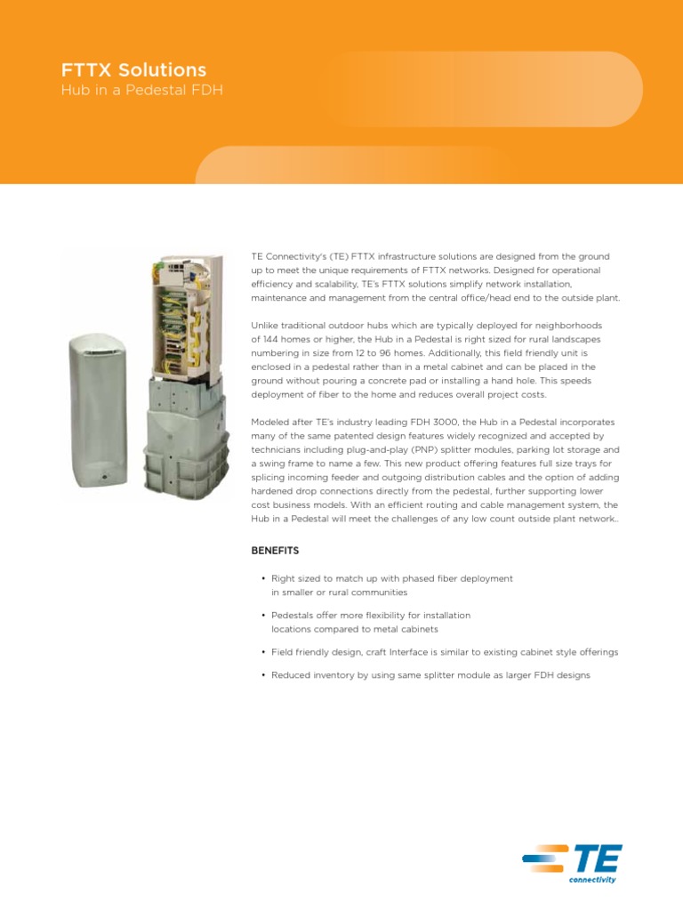 8-1017876 Tyco Informacion General Pedestal FTTX | PDF | Fiber To The X | Optical Fiber
