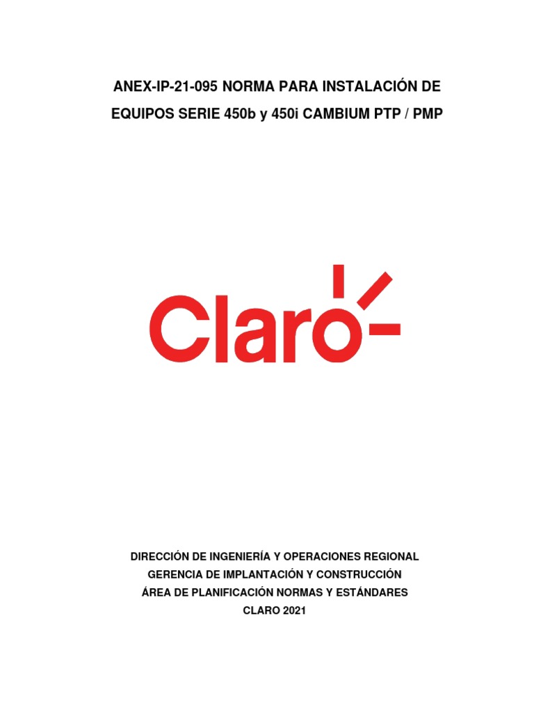 ANEX-IP-21-095 NORMATIVO PARA INSTALACIÓN DE EQUIPOS SERIE 450b y 450i ...