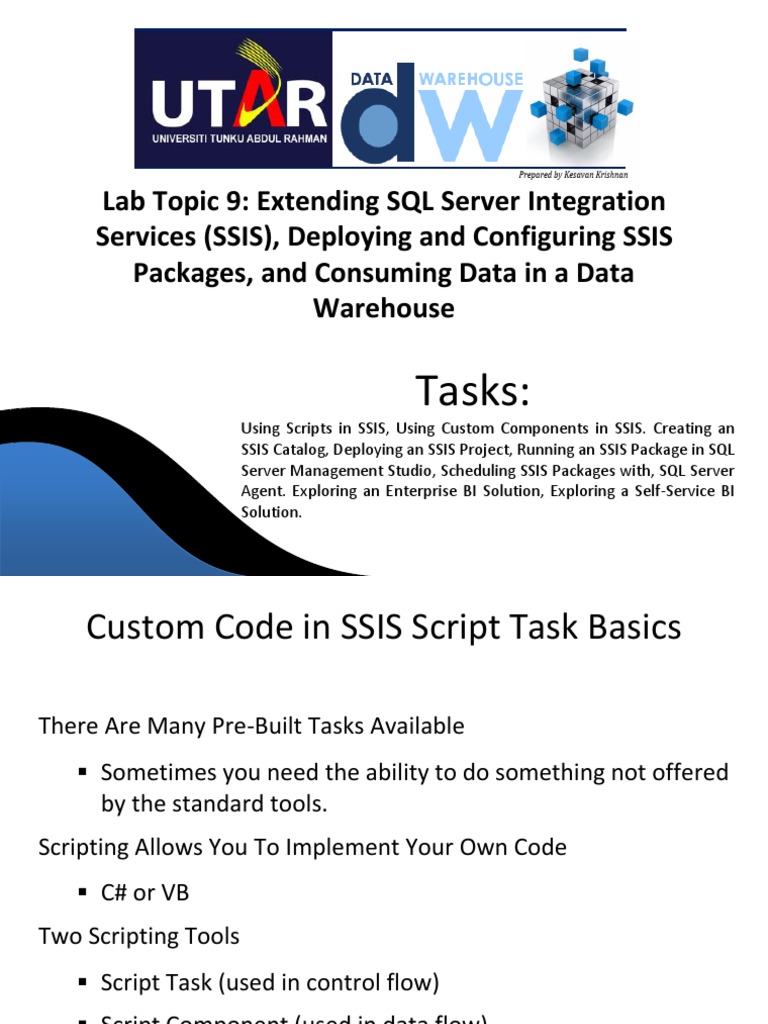Lab Topic 9 Extending SSIS Deploying and Configuring SSIS Packages ...