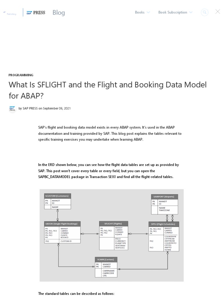 SFLIGHT and The Flight and Booking Data Model For ABAP | PDF