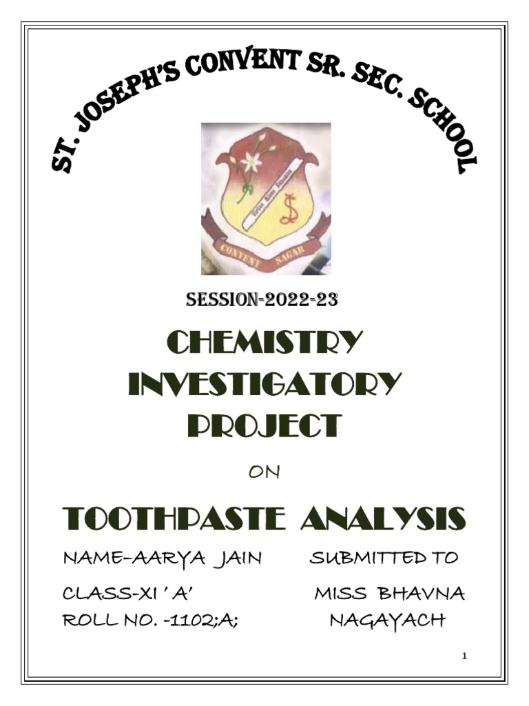 Chemistry Project On Toothpaste Analysis For Class 11 | PDF | Ammonium ...