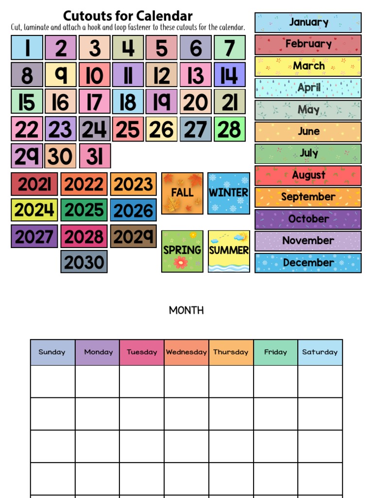 Calendar Cutouts Guide | PDF