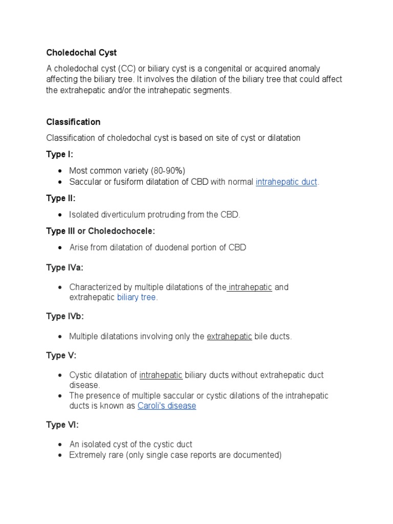 Choledochal Cyst | PDF | Human Diseases And Disorders | Medical Specialties