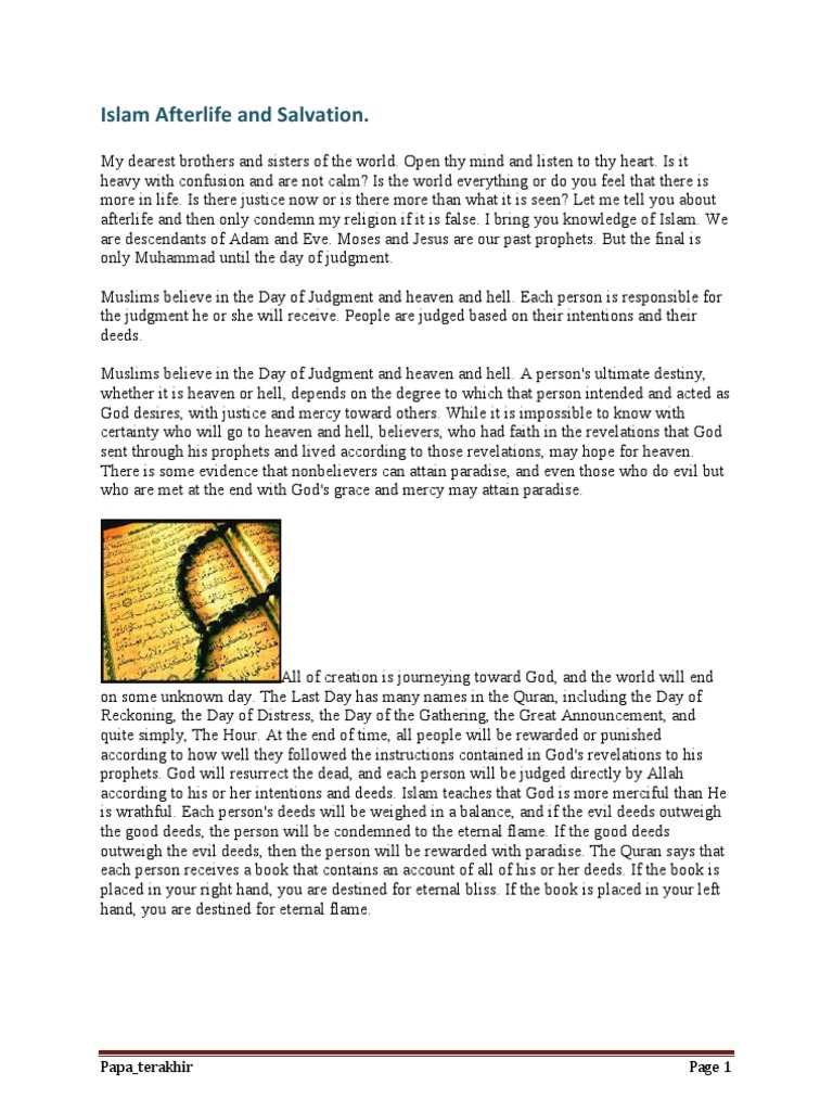 Islam Afterlife and Salvation | PDF | Last Judgment | Afterlife