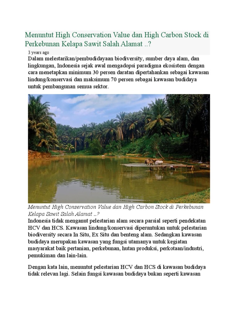Menuntut High Conservation Value Dan High Carbon Stock Di Perkebunan ...