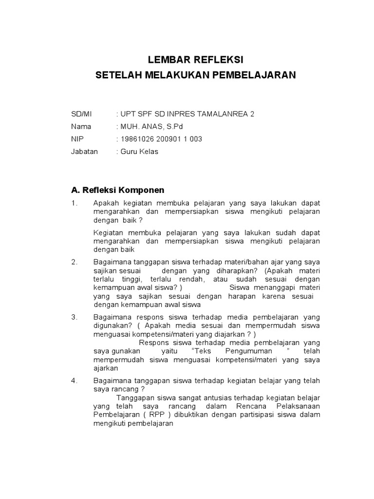 Contoh Refleksi | PDF