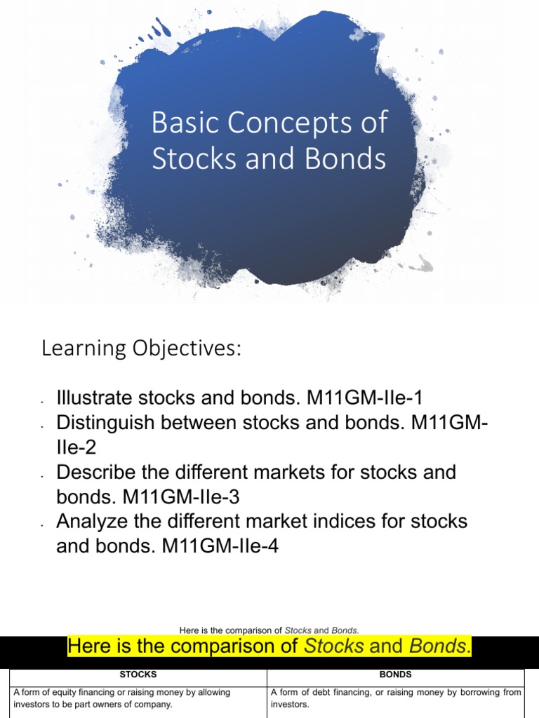 4 Basic Concepts of Stocks and Bonds 1 | PDF | Bonds (Finance) | Stocks