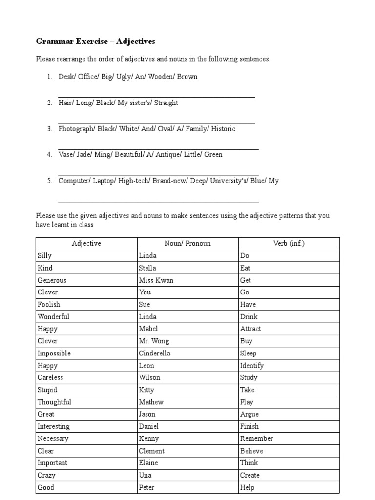 Grammar Adjective Patterns | PDF | Adjective | Syntax