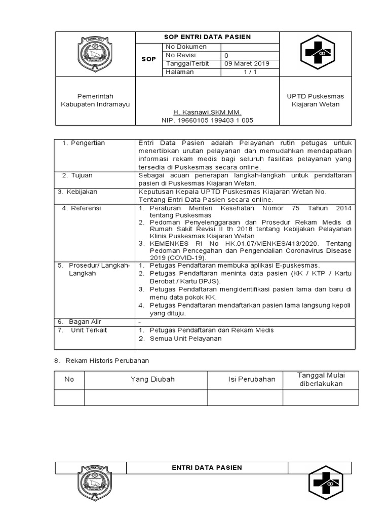 Sop Entri Data Pasien | PDF