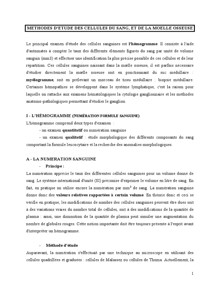 Hémogramme | PDF | Globule blanc | Moelle osseuse