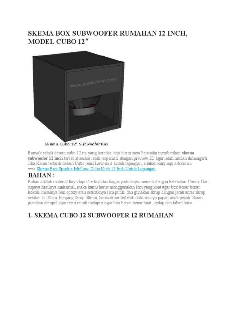 Skema Box Subwoofer Rumahan 12 Inch | PDF