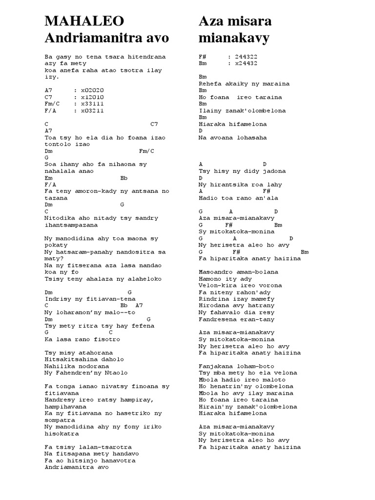 Parole Et Accord Mahaleo ... | PDF