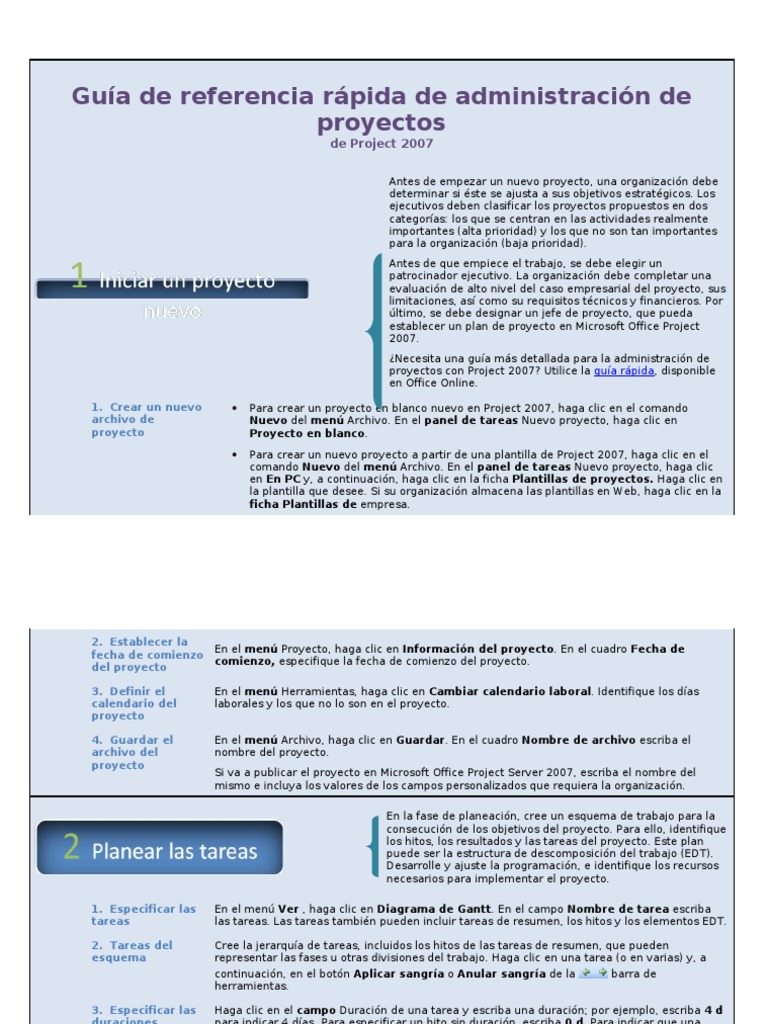 Guía de Referencia Rápida de Administración de Proyectos | PDF | Point and Click | Tabla (base ...