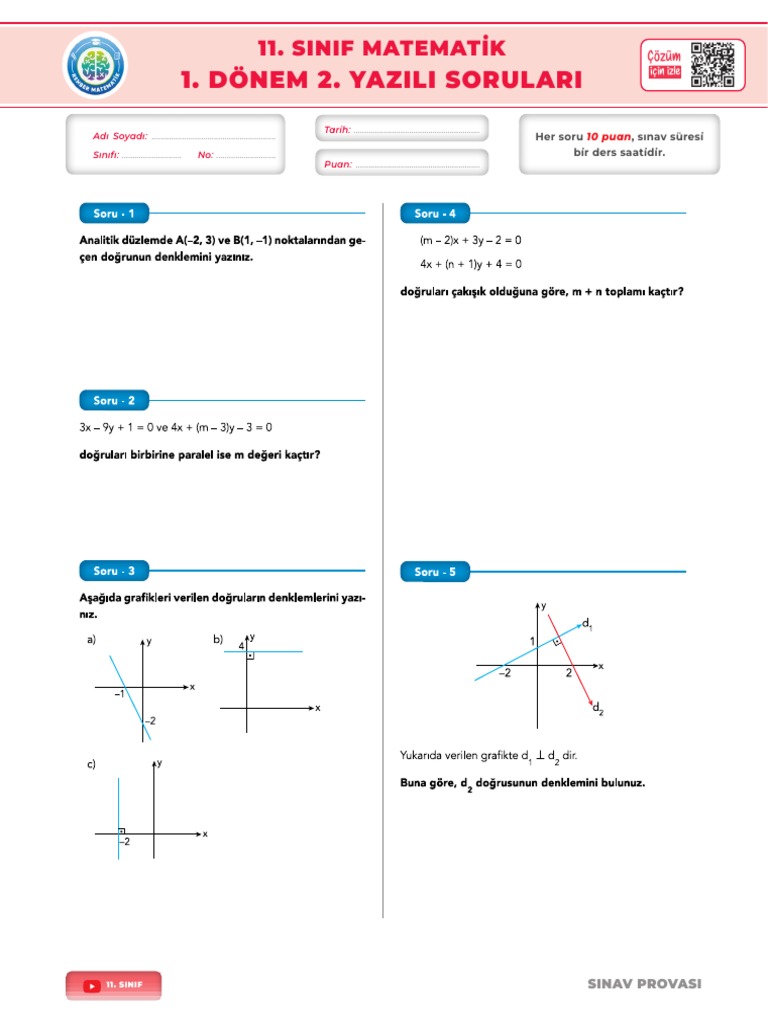 11.sinif 1.donem 2. Yazili Sorulari | PDF