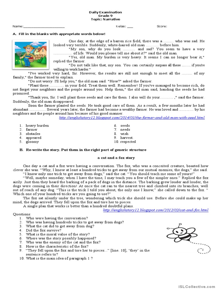 Narrative Text Exercise 1 | PDF