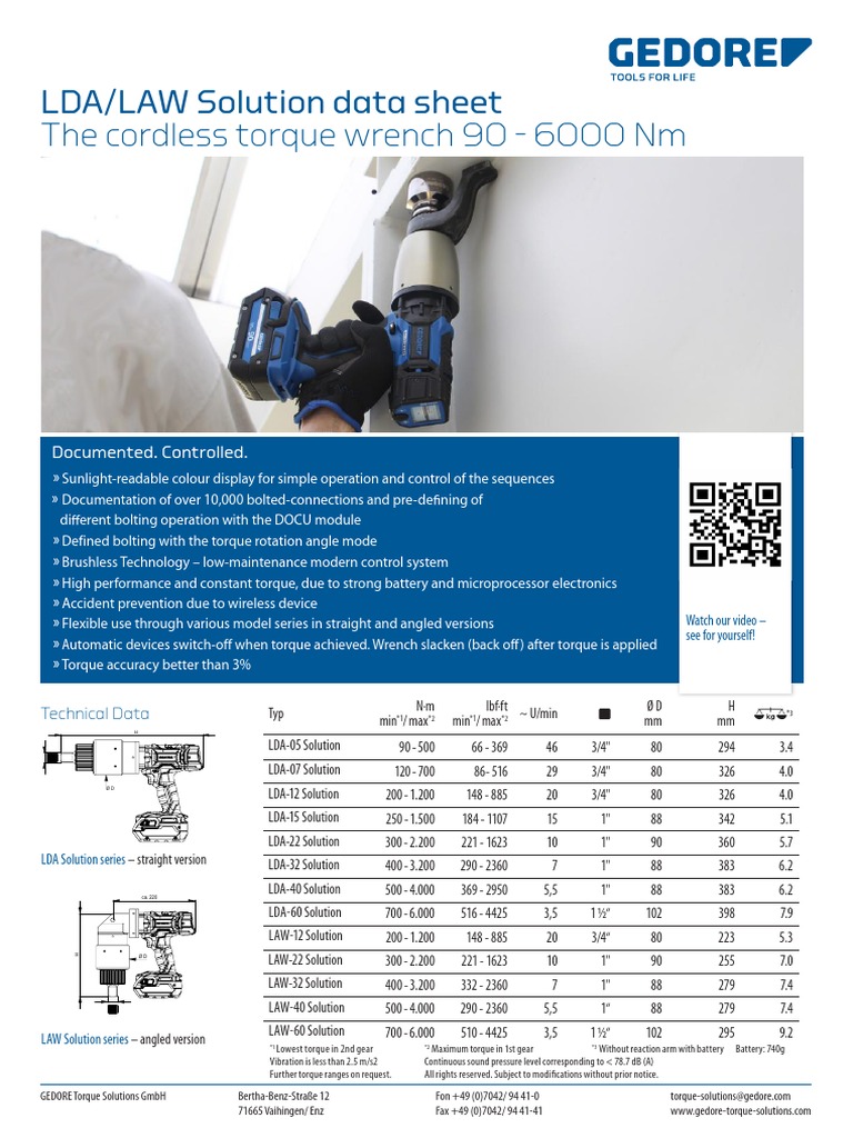 Gedore - Torque-Solutions-LDA & LAW-01 | PDF | Equipment | Manufactured ...