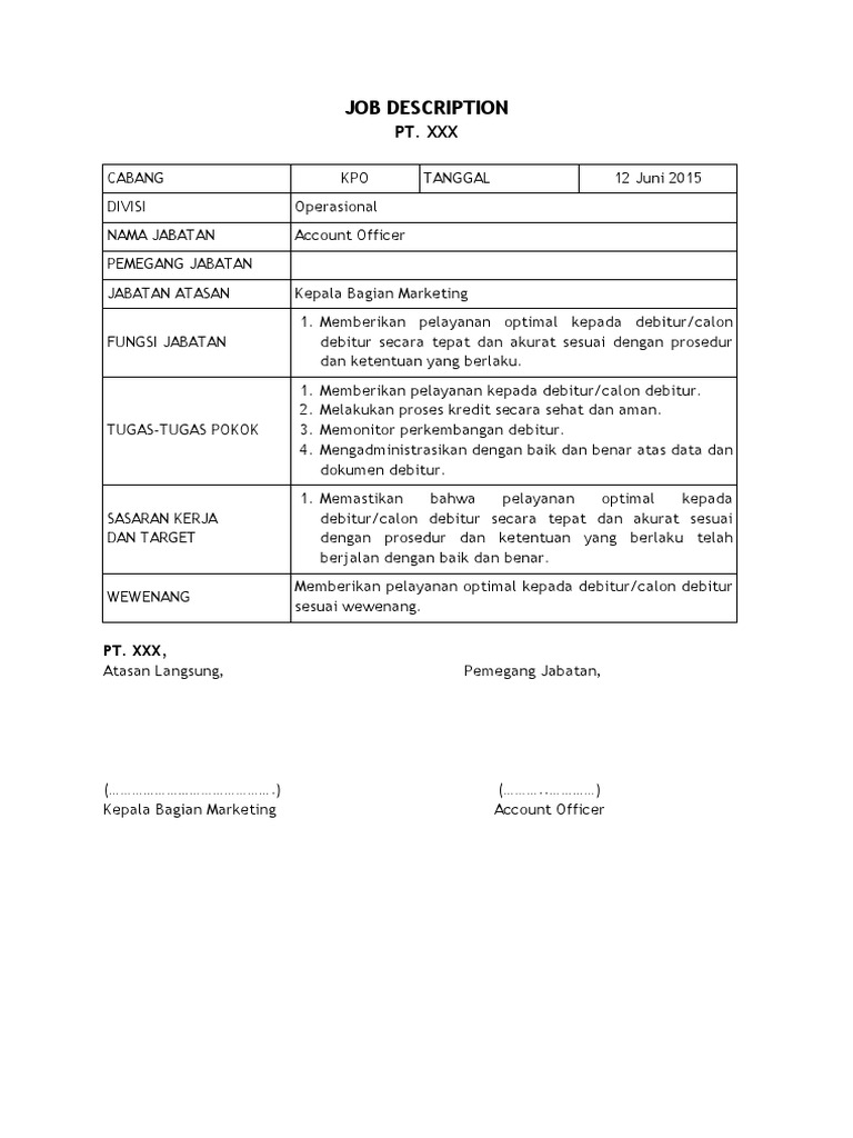 Job Description Ao | PDF