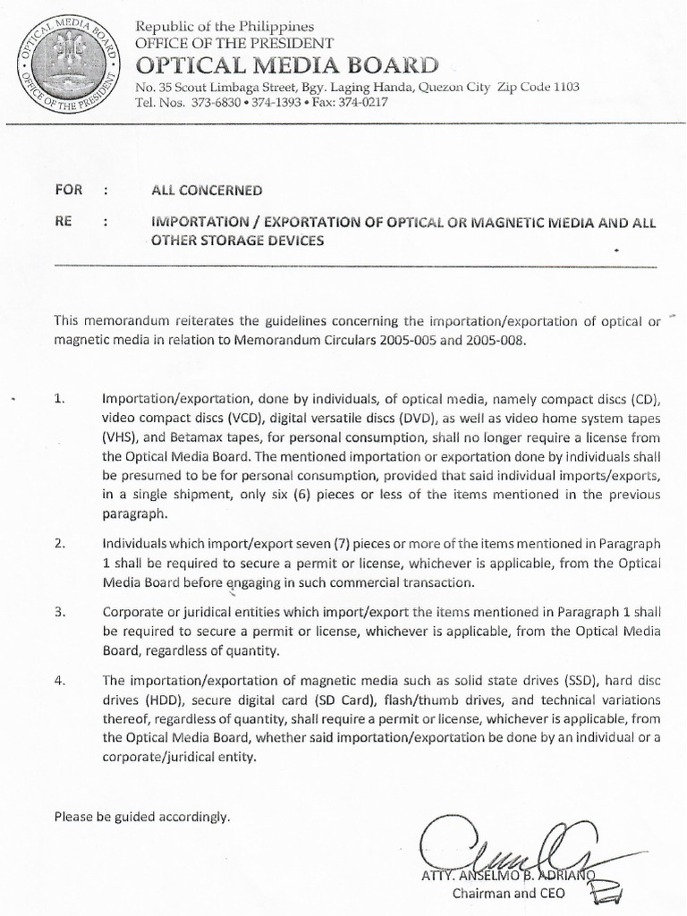 Memorandum of Atty. Anselmo B. Adriano | PDF