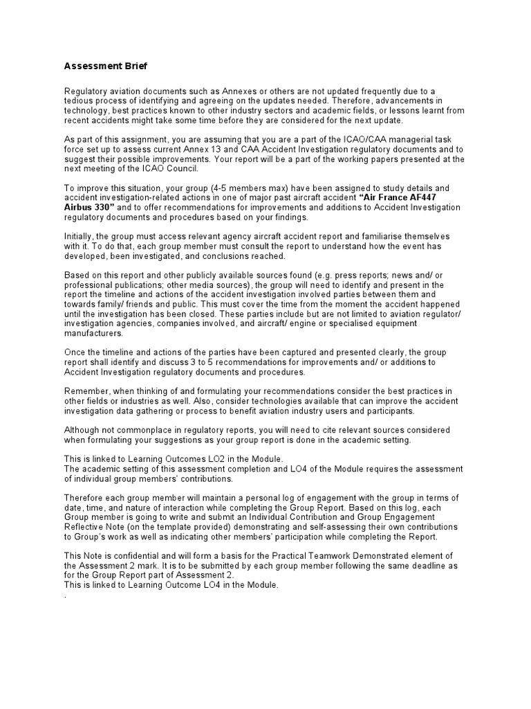 Assessment Airline Accident | PDF | Aviation Accidents And Incidents