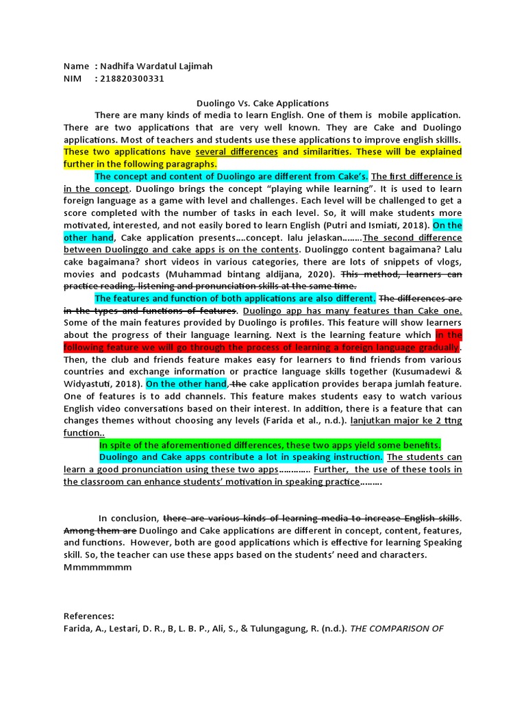 Comparing English Learning Applications: An Analysis of the Differences and Similarities Between ...