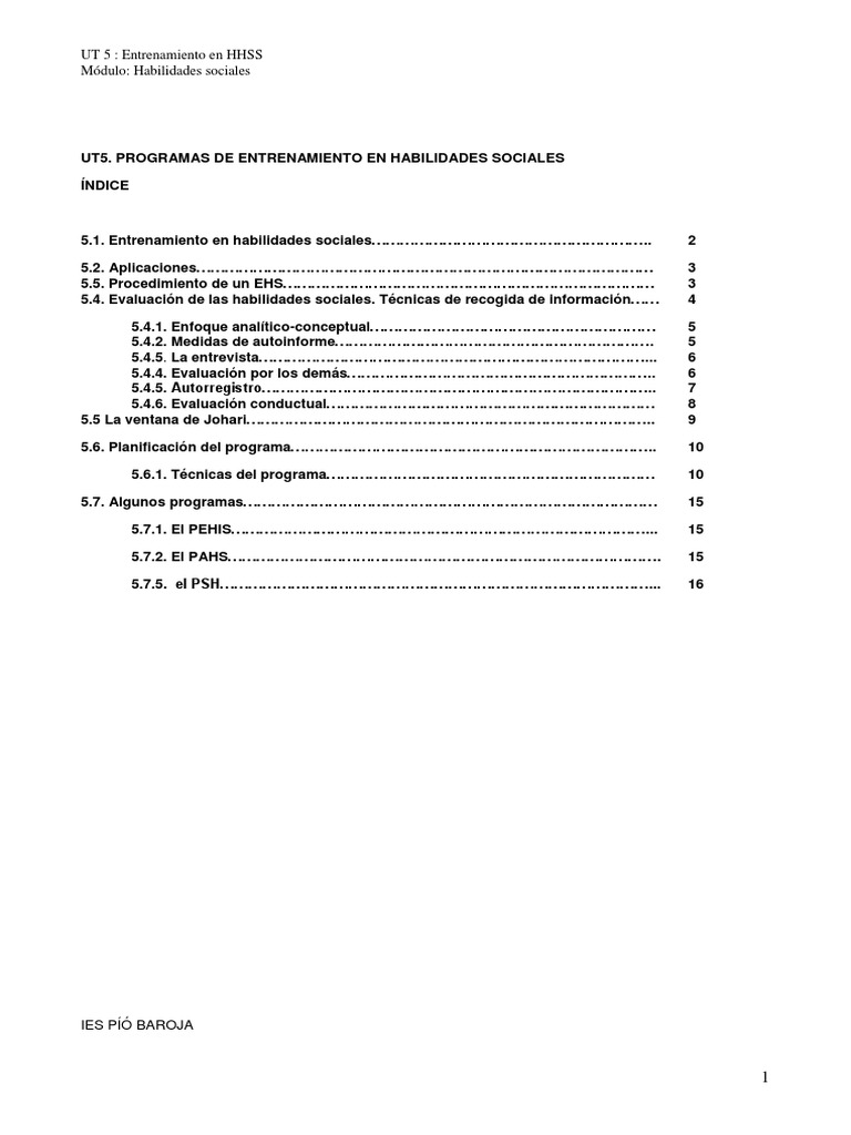 Ut5 Entrenamiento en Hhss | PDF | Comportamiento | Validez (Estadísticas)