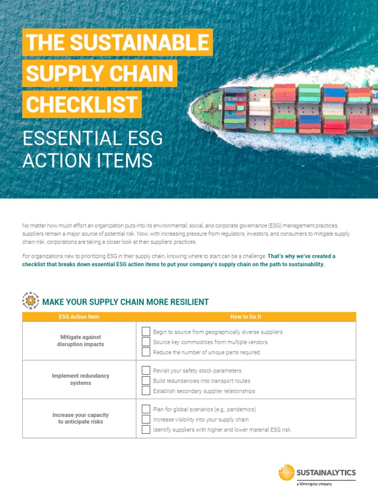 Sustainable Supply Chain Checklist 2022 | PDF | Supply Chain | Procurement