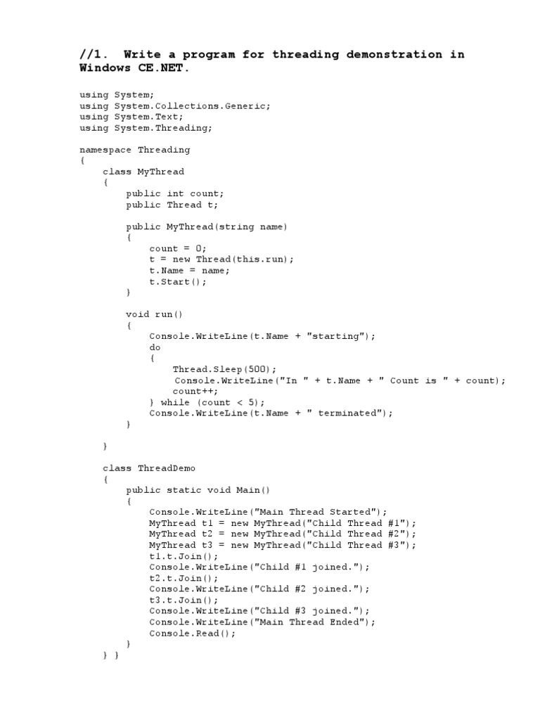 Write A Program For Threading Demonstration in | Download Free PDF ...