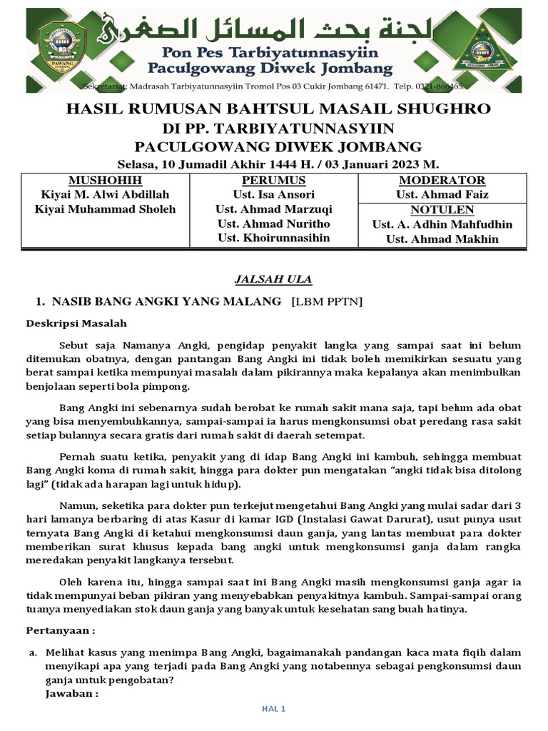 Hasil Rumusan Bahtsu Sughro Paculgowang FIX | PDF