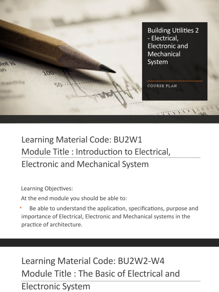 Courseplan - Building Utilities 2 Electrical Electronic and Mech | PDF ...