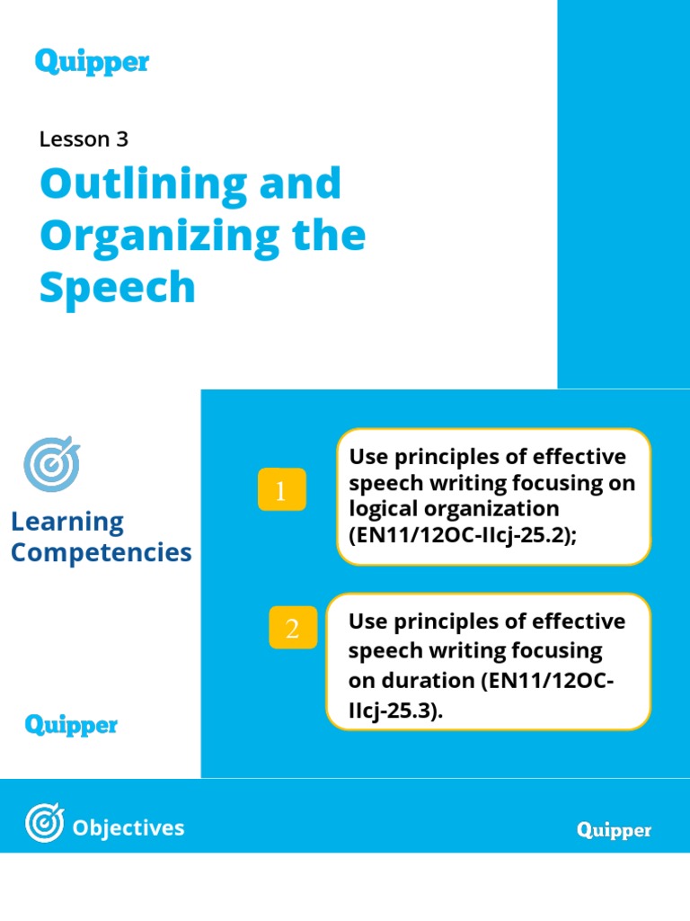 Oral Communication - Unit 11 - Lesson 3 - Outlining and Organizing The Speech | PDF | Waste | Logic