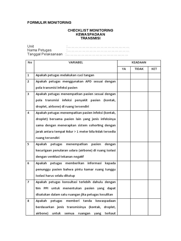 PMKP 3.5 Formulir Monitoring | PDF