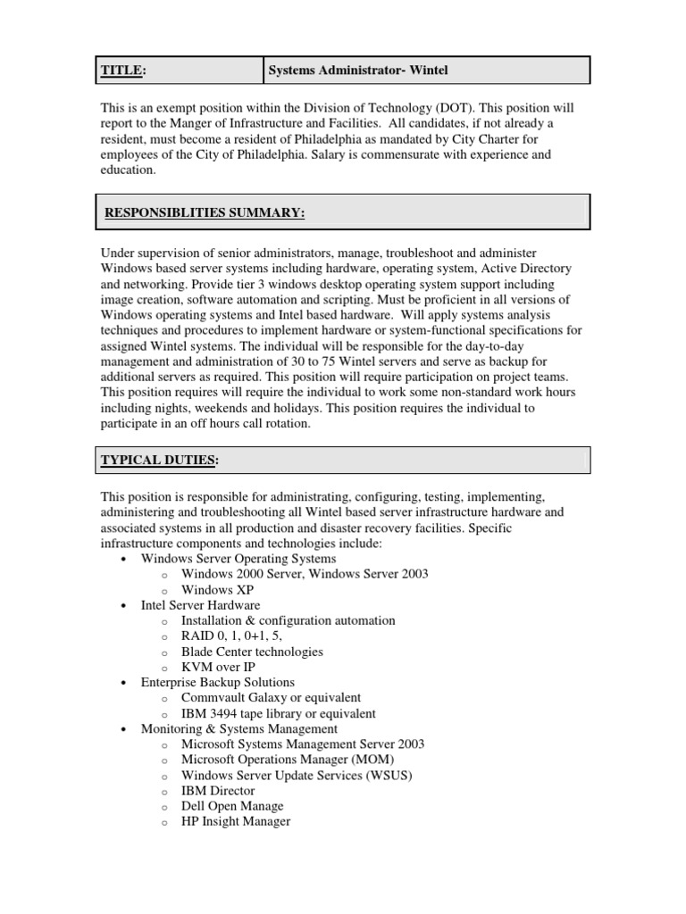 Do TSystems Administrator Wintel | PDF | Microsoft Windows | System ...