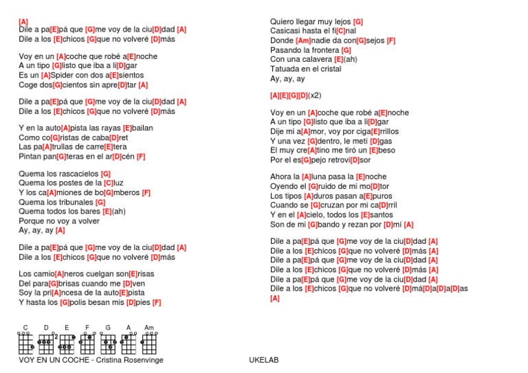 VOY EN UN COCHE - Cristina Rosenvinge - (A) | PDF