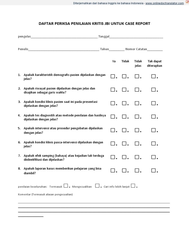 Checklist For Case Reports | PDF