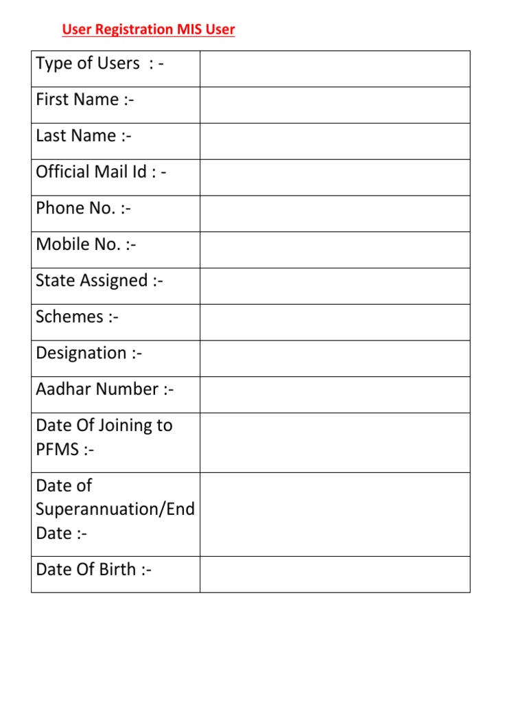 User Registration For All Type PFMS | PDF