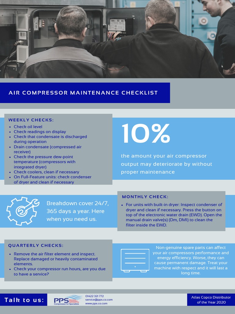 Air Compressor Maintenance Checklist | PDF | Business