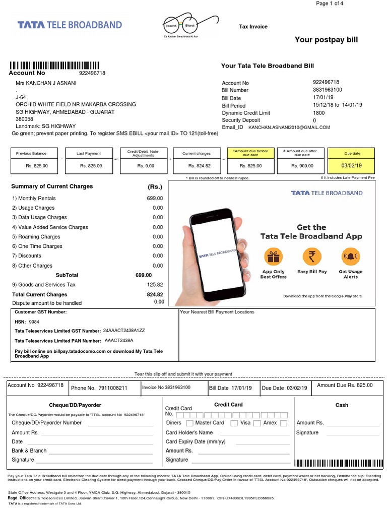 Internet Bill | PDF | Cheque | Credit Card