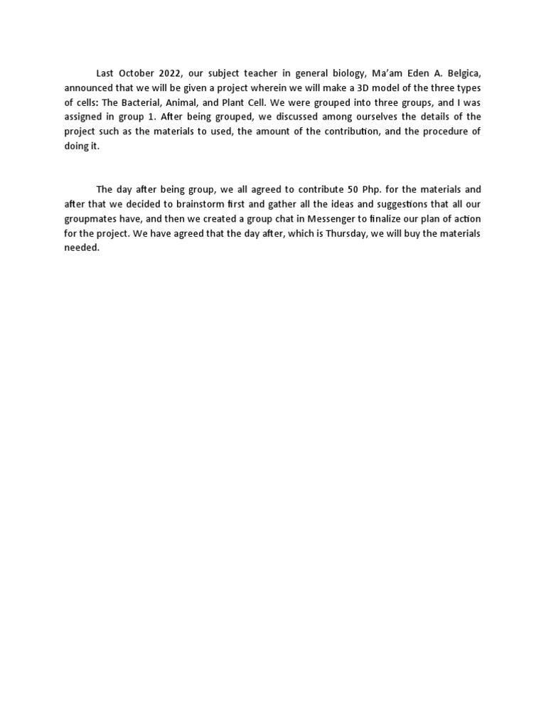 Narrative Report in General Biology | PDF