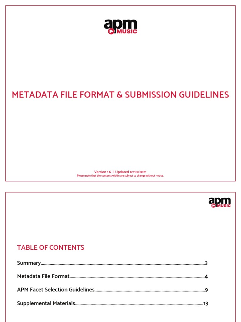 Apm Metadata Guidelines | PDF | Metadata | File Format Apm Metadata Guidelines | PDF | Metadata | File Format